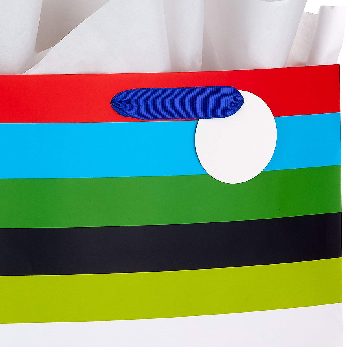 Hallmark 17" Extra Large Gift Bag with Tissue Paper (Rainbow Stripes) for Birthdays, Graduations, Baby Showers, Father's Day, Jumbo