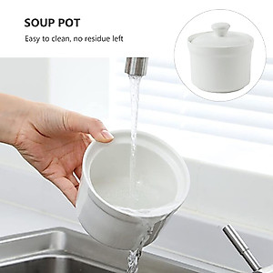 SHERCHPRY Ceramic Stew Pot with Lid, Edible Birds Nest Bowl with Cover, Steamed Egg Bowl for Egg Custard Birds Nest Tonic, White