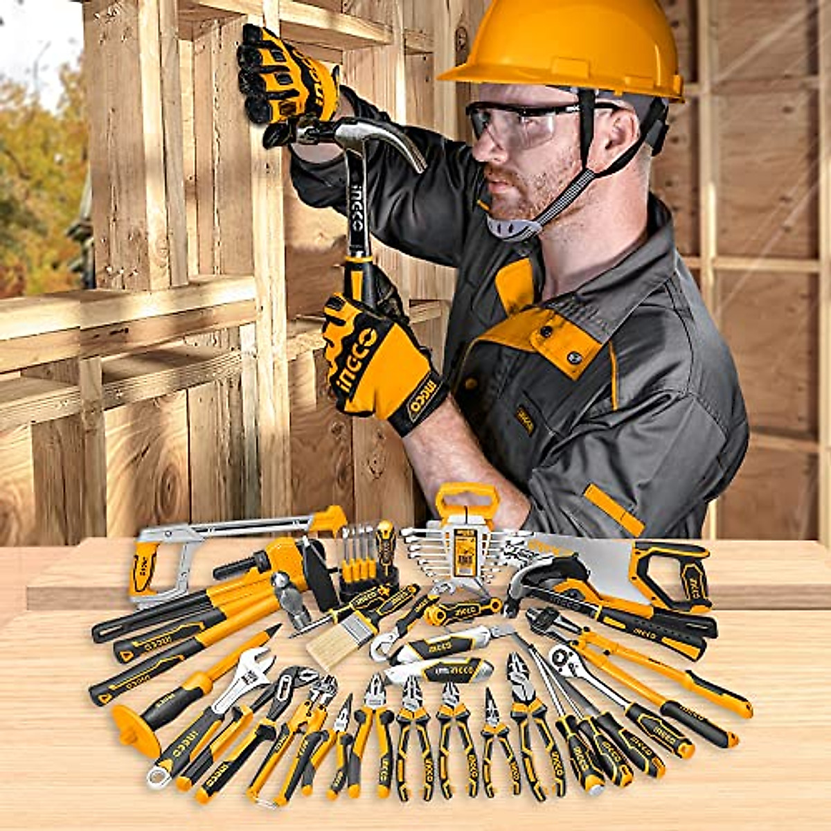 INGCO Pliers Tool Set, 3pcs Small Plier Set, 8 Inch Combination Pliers, 6 Inch Diagonal Cutting Pliers, 6 Inch Needle Nose Pliers HKPS08318