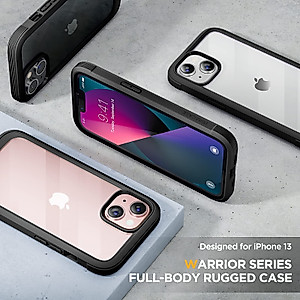 Miracase Compatible with iPhone 13 case 6.1 inch, 2021 Upgrade Full-Body Glass Clear Case Bumper Case with Built-in 9H Tempered Glass Screen Protector for iPhone 13,Black