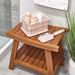 iDesign Spa BPA-Free Plastic Small Stackable Basket with Handle - 9.25" x 7" x 5", Blush