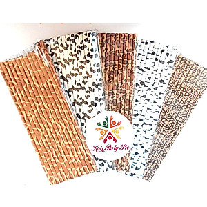 125 pcs Mixed Safari Party Paper Straws, Black Cow Zebra Brown Cheetah Giraffe Leopard Animal Print Paper Drinking Straws Bulk, Jungle BBQ Birthday Cake Pop Sticks
