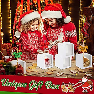 100 Pcs Candy Apple Boxes with Hole Caramel Apple Boxes 4 x 4 x 4 Inch Apple Gift Box Cookies Chocolate Apple Container with Clear Window for Harvest Autumn Party Wedding Baby Shower (White)