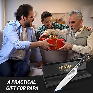 Papa Grandpa Christmas Birthday Gifts -Grandfather Papa Gifts from Grandkids -Best Papa Ever Gifts -Fathers Day Papa Gifts for Granddad Grandpa Grandfather, 8-inch Kitchen Knife Gifts for Papa