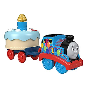 Thomas & Friends Fisher-Price Birthday Wish Thomas, Musical Push-Along Toy Train Engine with Light-up Birthday Cake for Toddlers and preschoolers Ages 12 Months & Older