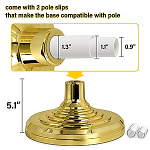 This Base Stand for Indoor Flagpole, Gold Interior Flag Holder Stands for Pole Compatible with 1.3 Inch,1.1 and 0.9 Inch Diameter Flag Pole Prefect for Classroom, Churches, Meeting, Outdoor, Party