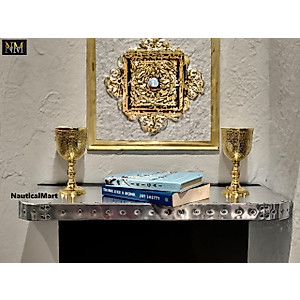 NauticalMart Floating Metal Shelf Silver Finish Deco Rack Aluminum Industrial Metal Urban Modern Design Aviator Inspired Aviation Rack Wall Mounted