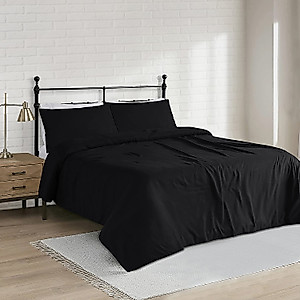 Karin Maki Microfiber Full Size Bed Sheets Set - 1800 Thread Count Bed Set - Super Soft Luxury Egyptian Bedding - Deep Pocket Fitted Sheet with Pillow Cases - Wrinkle Free and Fade Resistant - Black