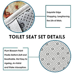 Britimes Christmas Shower Curtain 4 Pcs Sets, Non-Slip Rug, Bath Mat and Toilet Lid Cover, Santa Claus Bathroom Decor with 12 Hooks