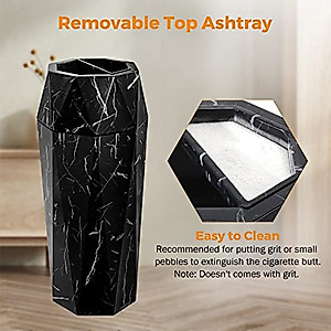 BEAMNOVA Bundle Metallic 15 x 31.5 in + Black Marbling 12 * 28 in Commercial Stainless Steel Trash Can Outdoor Indoor Garbage Enclosure with Lid Inside Barrel Heavy Duty Industrial Waste Container