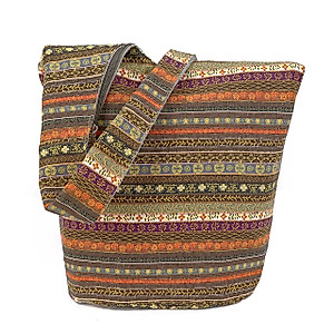 Women Shoulder Handbags Fashion canvas Hippie Crossbody Bags Bohemian Animal Prints Hobo Bags (Green-Orange)