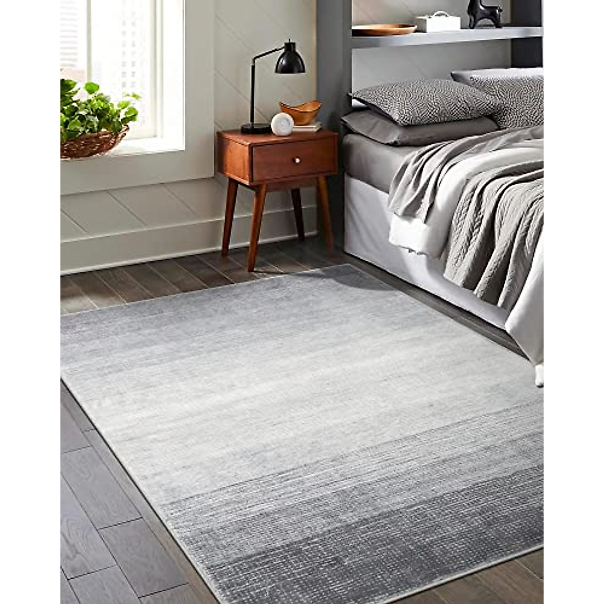 Wonnitar Modern Ombre 5x7 Grey Rugs for Living Room,Washable Large Bedroom Area Rug,Non-Slip Stain Resistant Dining Table Throw Mat,Non-Shedding Abstract Carpet for Entry Basement Dorm
