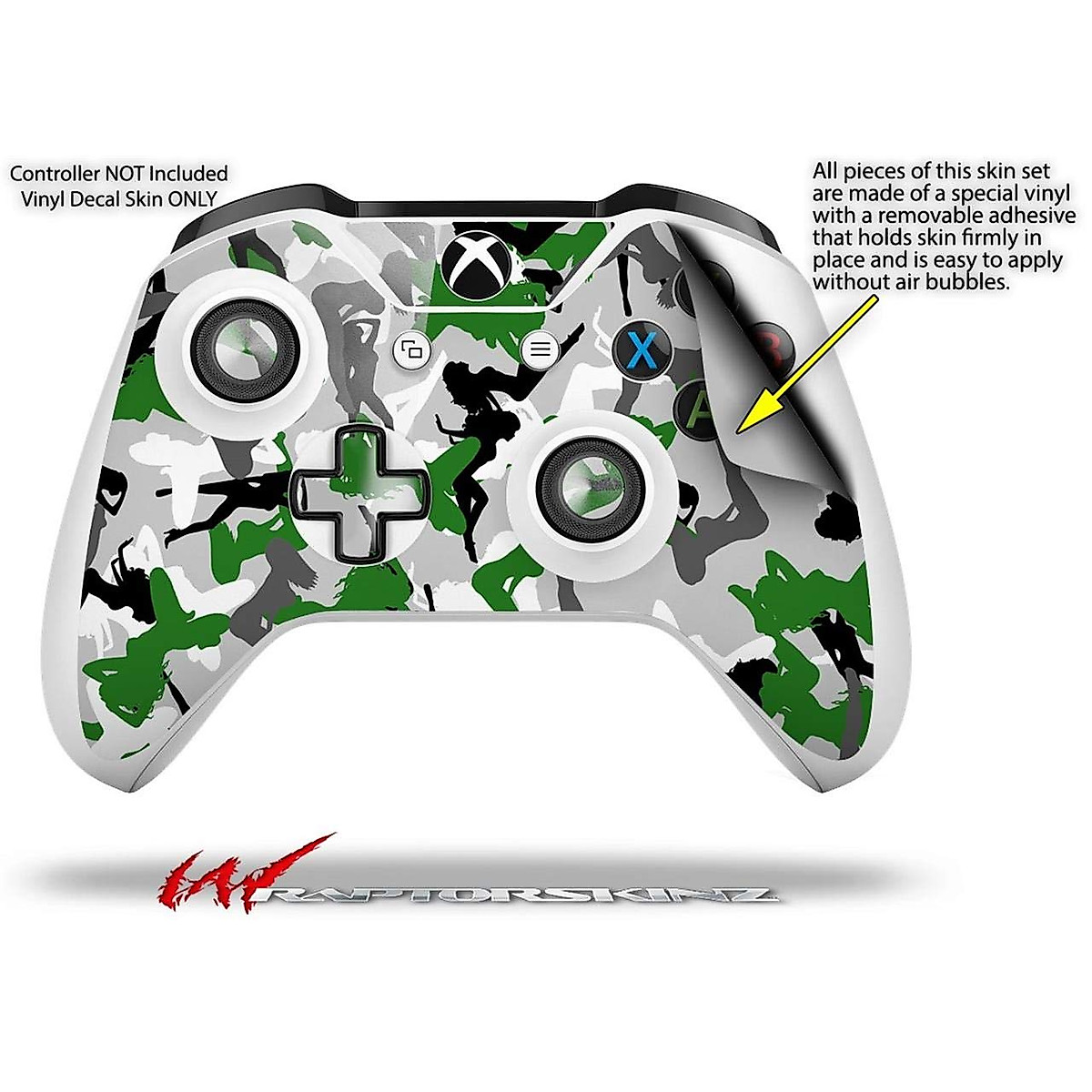 WraptorSkinz Decal Vinyl Skin Wrap compatible with XBOX One S/X Controller - Sexy Girl Silhouette Camo Green (CONTROLLER NOT INCLUDED)