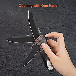 GVDV Pocket Knife with 7CR17 Steel, Assisted Opening Flipper Knife with Pocket Clip, Safety Lock, Folding Knife for Camping Hiking Fishing