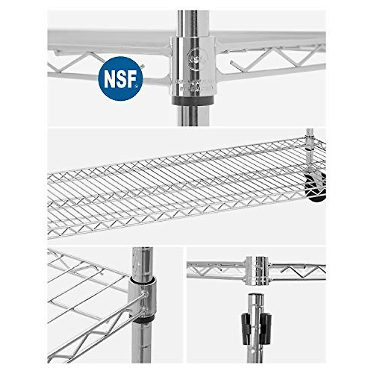 BestOffice 18x48x72 Storage Shelves Commercial Heavy Duty Metal Shelves Garage Organizer Wire Rack Shelving Storage Unit Shelf Adjustable Utility 6000 LBS Capacity,Chrome