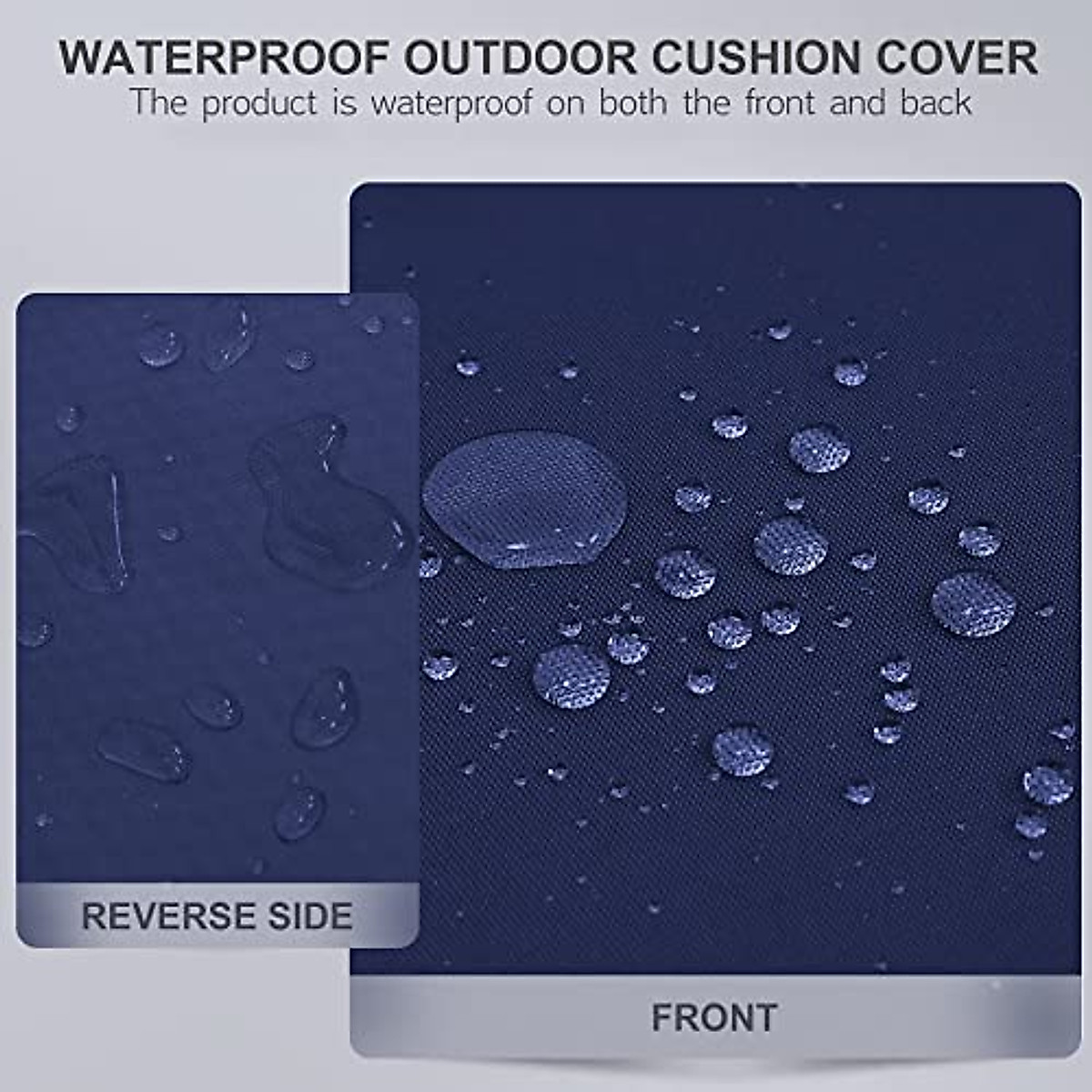 Favoyard Patio Chair Cushion Cover 19 x 19 Inch Waterproof Outdoor Seat Cushions for Patio Furniture 3-Year Color Fastness Chair Pads with Handle and Adjustable Straps Set of 2, Blue