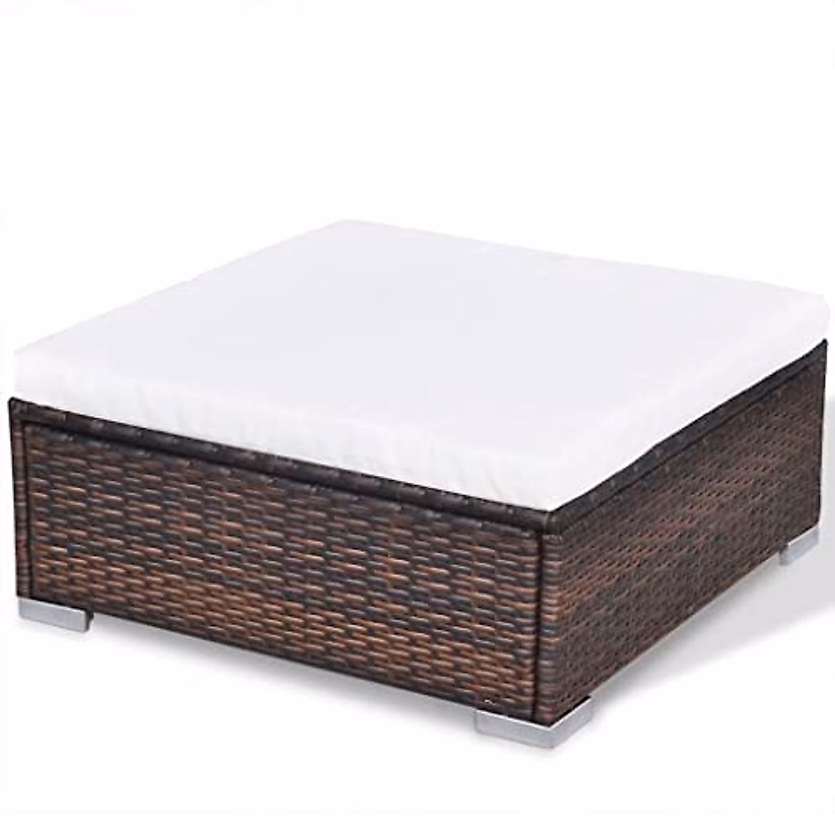 vidaXL Patio Lounge Set 10 Piece with Cushions Garden Outdoor Kitchen Dining Dinner Dinette Table and Chair Seat Seating Furniture Poly Rattan Brown