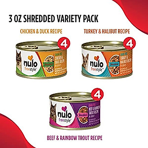 Nulo Freestyle Variety Flavors Shredded Wet Canned Cat Food, 3 Ounce (Pack of 12)