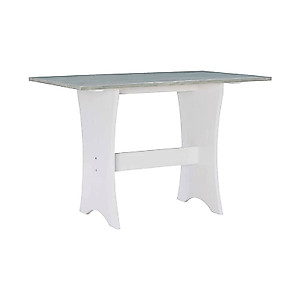 Riverbay Furniture Coastal Wood Corner Dining Nook in Gray