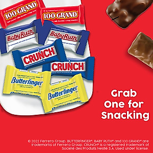 Butterfinger, CRUNCH, Baby Ruth and 100 Grand, Bulk 135 Pack, Assorted Minis Chocolate Candy Bars, 55.3 oz