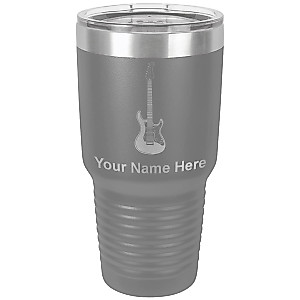 30oz Vacuum Insulated Tumbler Mug, Electric Guitar, Personalized Engraving Included (Gray)