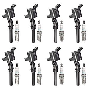 Vplus Ignition Coil DG508 & Spark Plug SP479 AGSF22WM compatible with Ford 4.6L 5.4L V8 Crown Victoria Expedition F150 F250 Mustang Lincoln Mercury Explorer DG457 DG472 DG491(Set of 8)