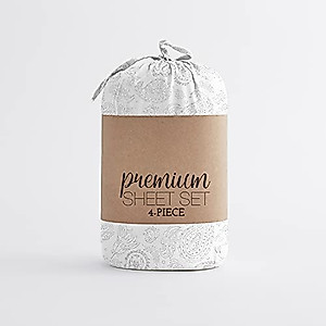 ienjoy Home 4 Piece Coarse Paisley Patterned Home Collection 4 Sheet Set, King, Gray