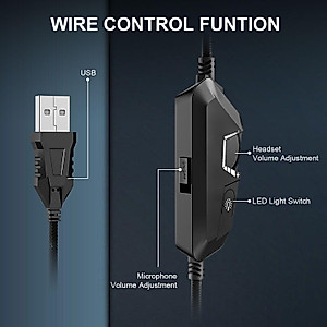 COLUSI C600 AUX Wired Gaming Headset with Hidden-Type Microphone, One Key Mute Over Ear Headphones with 3.5mm Audio Jack RGB Light