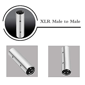 JOMLEY XLR Male to Male, XLR 3 Pin Male to 3 Pin Male Microphone Cable Adapter - 2 Pack