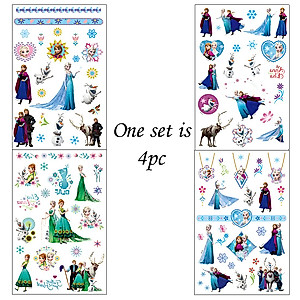 GODSON Princess Tattoos 4sheets Fake Temporary Tattoos for Kids Women Adults Party Favors Birthday Decorations, 4 Count (Pack of 1)