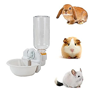 Rabbit Water Bottle,17oz Hanging Water Fountain Automatic Dispenser Water Feeder Bowl Detachable No Leak for Bunny Chinchilla Guinea Pig Hedgehog Hamsters Ferret Small Animal