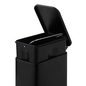 SunnyPoint 5 Liter / 1.32 Gallon Trash Can with Plastic Inner Buckets; Rectangle Bathroom, Office, Kitchen, and Bedroom Step On and Slow Close