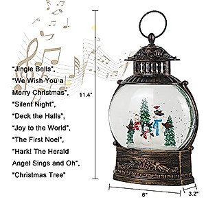 DRomance Christmas Singing Snow Globe Lantern Battery Operated USB Powered Lighted Water Glitters Music Snow Globe Holiday Decoration for Women Children(Snowman, 6 x 3.2 x 11 Inches)
