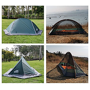 camppal 1 Person Tent Backpacking Camping Hiking Mountain Hunting Tent Lightweight and Waterproof for 4 Season Extreme Space Saving Single Bracket (Green-with skirt)