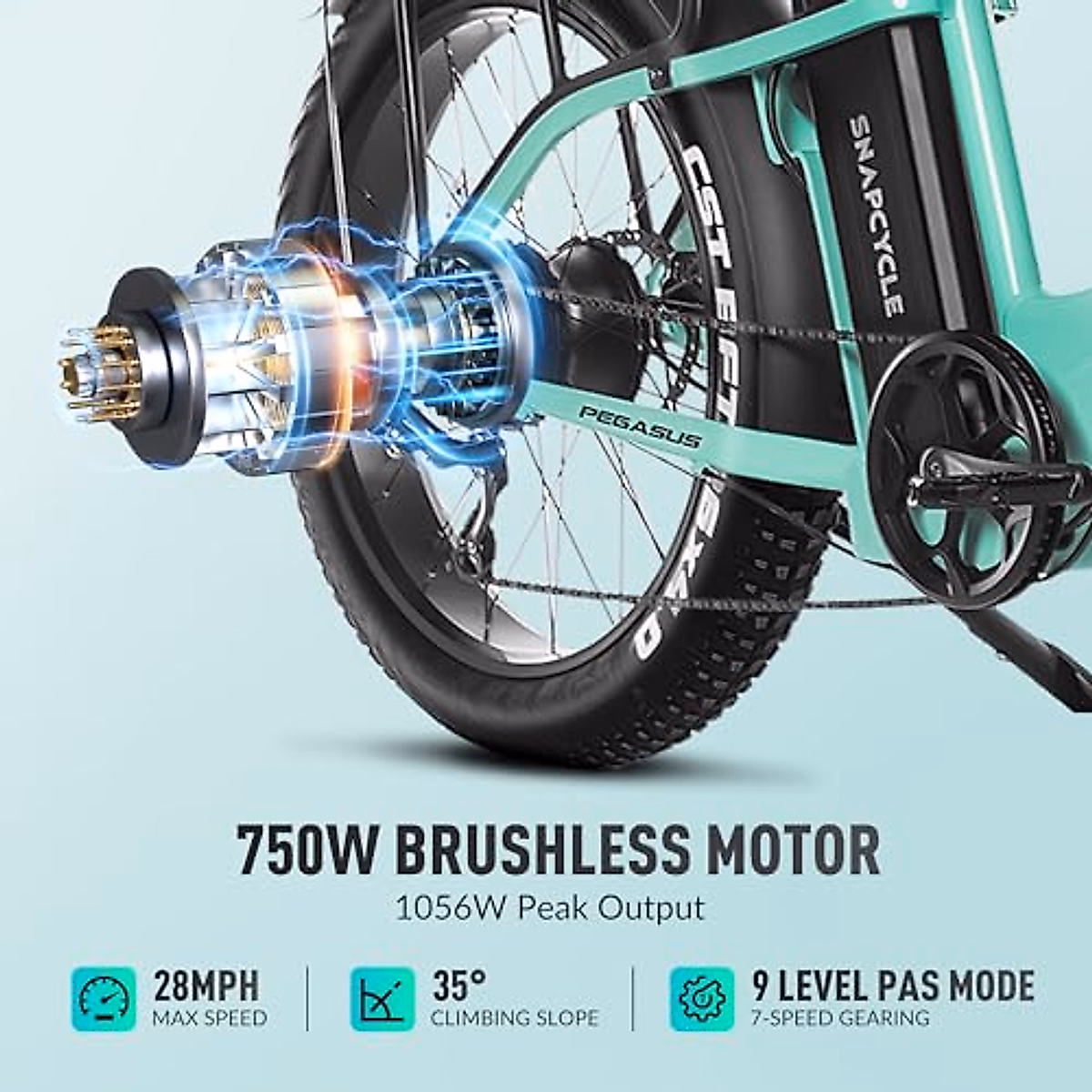 Snapcycle Electric Bike for Adults,1000W Peak Motor 28MPH with 26" x 4.0 Fat Tire Step-Thru Ebike,48V 15AH Removable Battery, Hydraulic Brake, Shock Absorber, Commuter Ebikes,7-Speed Gear, UL