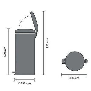 Brabantia New Icon Step Trash Can (8 Gal / Passion Red) Soft Closing Kitchen Garbage/Recycling Can with Removable Bucket