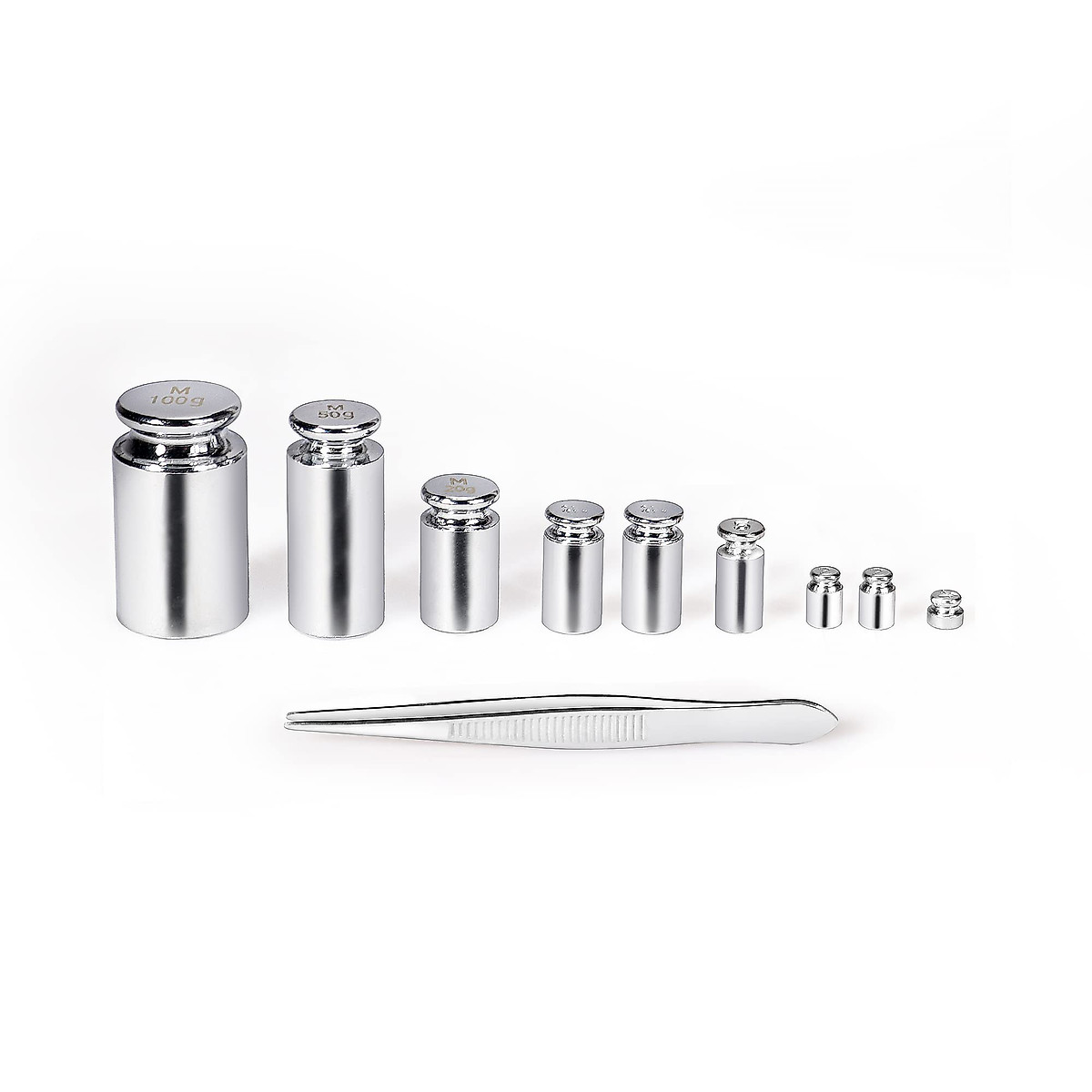 ACCT Calibration Weight, 1g 2g 5g 10g 20g 50g 100g Calibration Gram Scale Weight Set for Digital Scale Balance, Small Weights for Crafts,1 Piece Calibration Weight Tweezers(Silver)