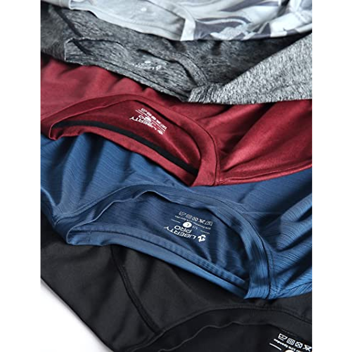 5 Pack Men’s Active Quick Dry Crew Neck T Shirts | Athletic Running Gym Workout Short Sleeve Tee Tops Bulk (Set 3, Large)