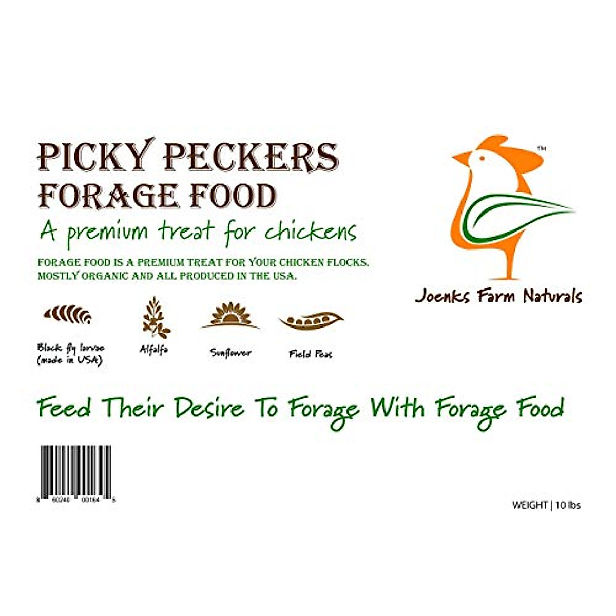 Chicken Feed Treat 10 lbs | USA Produced Grubs (Black Fly Larvae) & Organic Whole Grains