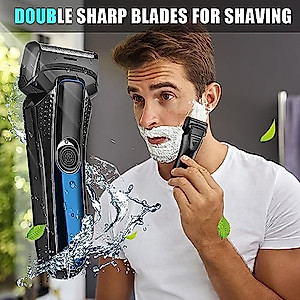 Electric Razor for Men, Waterproof Foil Shaver, Wet Dry Shave, with Beard Trimmer and Body Groomer, Rechargeable, Razors for Men with Pop-up Beard Trimmer Electric Foil Shaver with Beard Trimmer