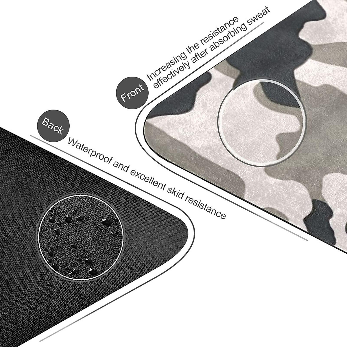 GOODOLD Black White Cow Print Yoga Mat, 71 x 26 Inch Non-slip Yoga Mats Folding Travel Exercise Mat Indoor Outdoor Gym Pilates with Storage Bag for Women Men