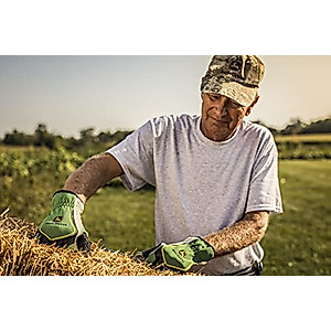 John Deere Men's Split Cowhide Leather Palm Gloves, Cut Resistant, Keystone Thumb, Flexible Fit, Green/Black, 2X-Large (JD00035-2XL)