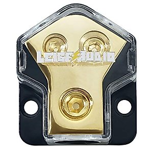 LEIGESAUDIO 0/2/4 Gauge in 4/8 Gauge Out 2 Way Amp Copper Power Distribution Block for Car Audio Splitter (1PACK)