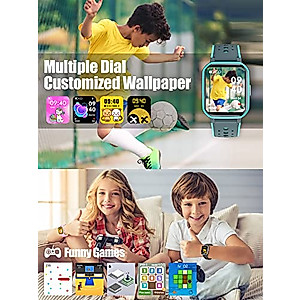 MgaoLo Kids Smart Watch for Boys Girls,Games Fitness Tracker with HR Sleep Monitor,Sport Activity Tracker with Pedometer Steps for Fitbit Calories Counter,DIY Watch Face Touchscreen (Green)