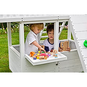 Avenlur Craftsman Modern Swing Set - Outdoor Backyard Swing: Montessori Waldorf Style Slide, Clubhouse, Fort, Gymnastic Bar, Rock Climb Wall, and More for Kids' Imaginative Play - ASTM Cert. - 3-11yr