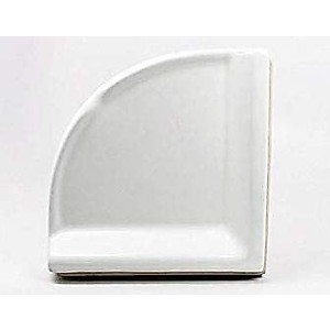 Tenedos White Glazed Ceramic Bathroom Accessory (Corner Shower) - Shampoo and Big Soap Holder- Not Flat Surface Installation