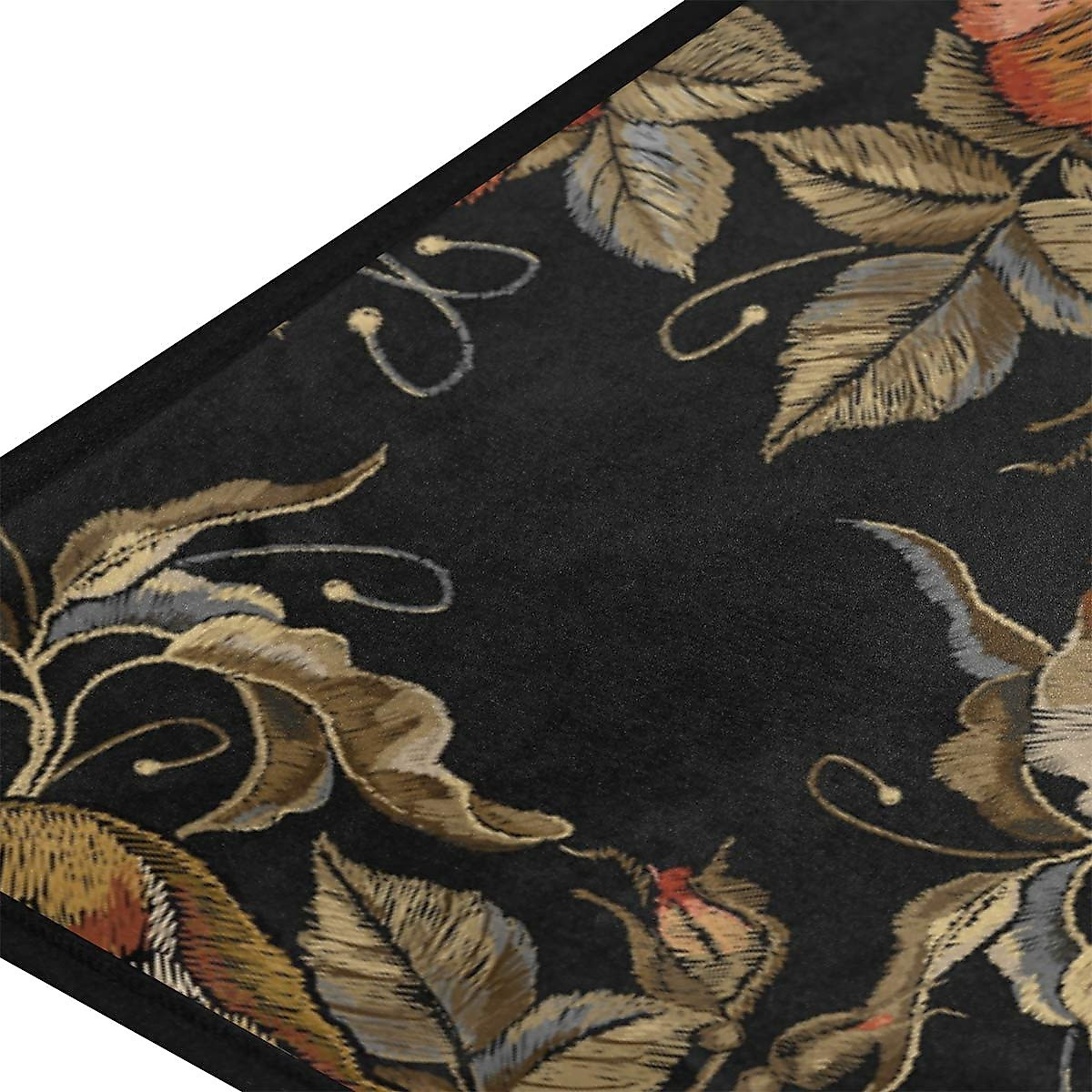 One Bear Skull Skeleton Flowers Kitchen Rugs Kitchen Mats Non Slip Washable Cushioned Mats Polyester AntiFatigue Comfort Floor Mat Doormat for Kitchen Washroom Bedroom 39 x 20 inch