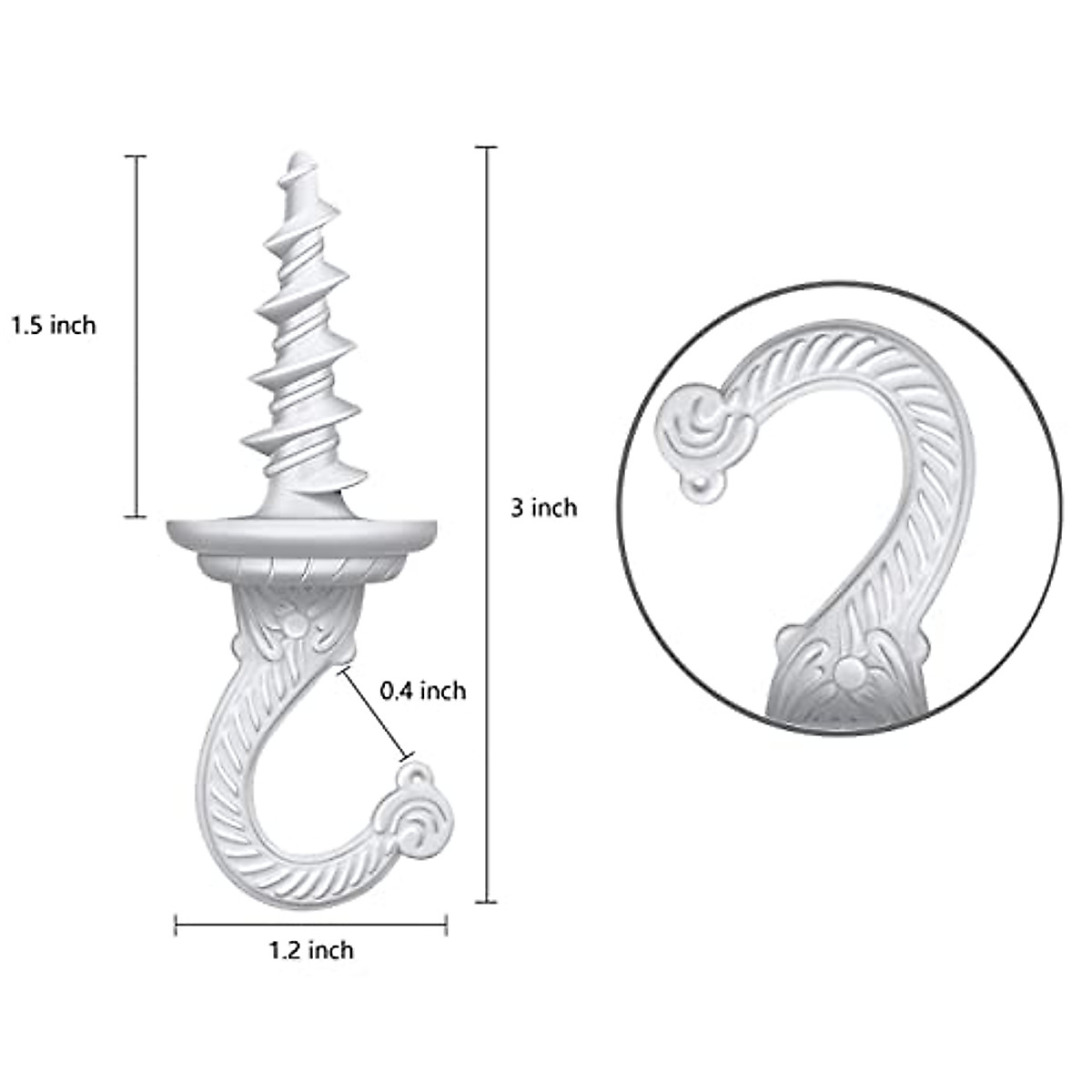 Swag Ceiling Hooks Wall Hook Heavy Duty Swag Hook Driller Hook Indoor Outdoor for Hanging Plants Chandelier etc. (2, White)