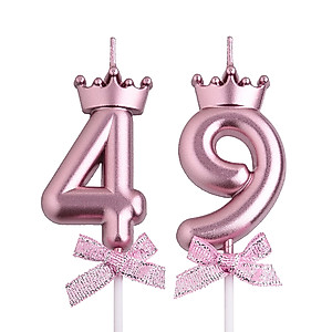 VSHILI 49th 94th Birthday Candles, Rose Gold 94 49 Year Old Number Birthday Candles, Happy Birthday Party Cake Topper Decoration Gifts for Women Men