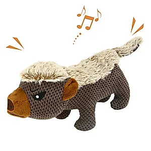 IOKHEIRA Dog Plush Toys for Aggressive Chewers, Indestructible Dog Squeaky Toys with Crinkle Paper, Durable Teething Chew Toys for Medium and Large Breed (Grey)